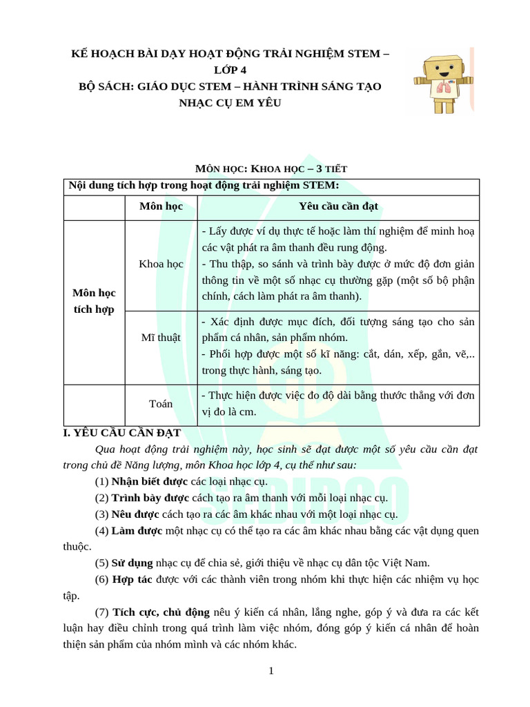 KHBD Stem 4 - NH C C em Yêu | PDF