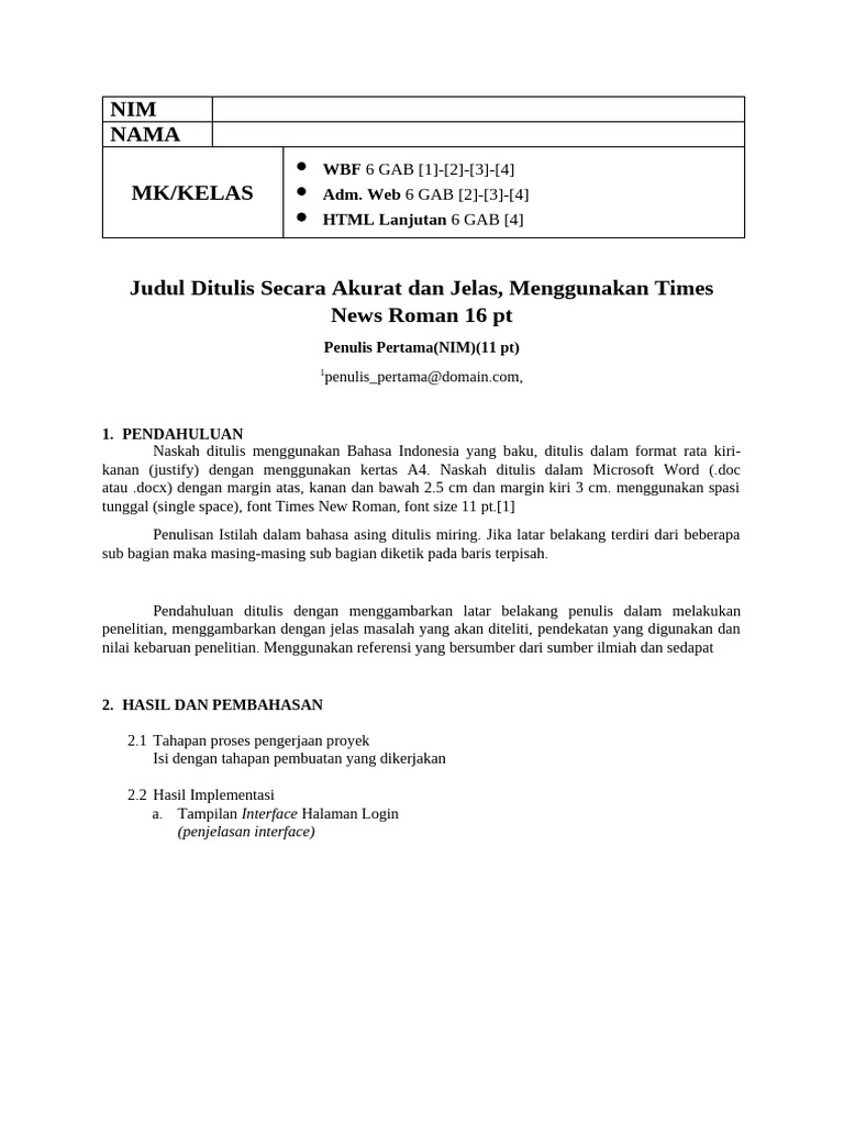 Template Laporan UAS | PDF