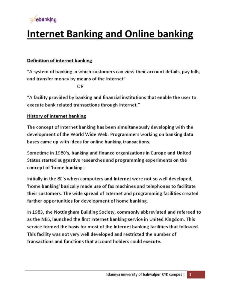 Internet Banking and Online Banking | PDF | Online Banking | Banks ...