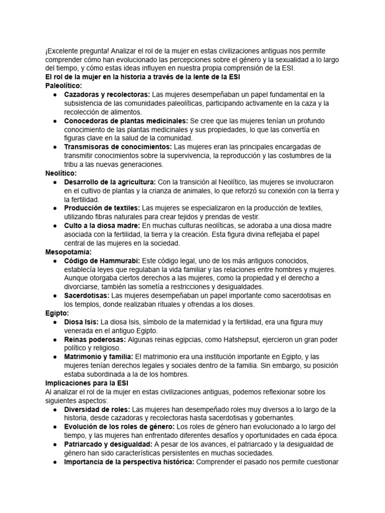 El Rol de La Mujer en El Paleolítico, NEOLITICO, M.. | PDF