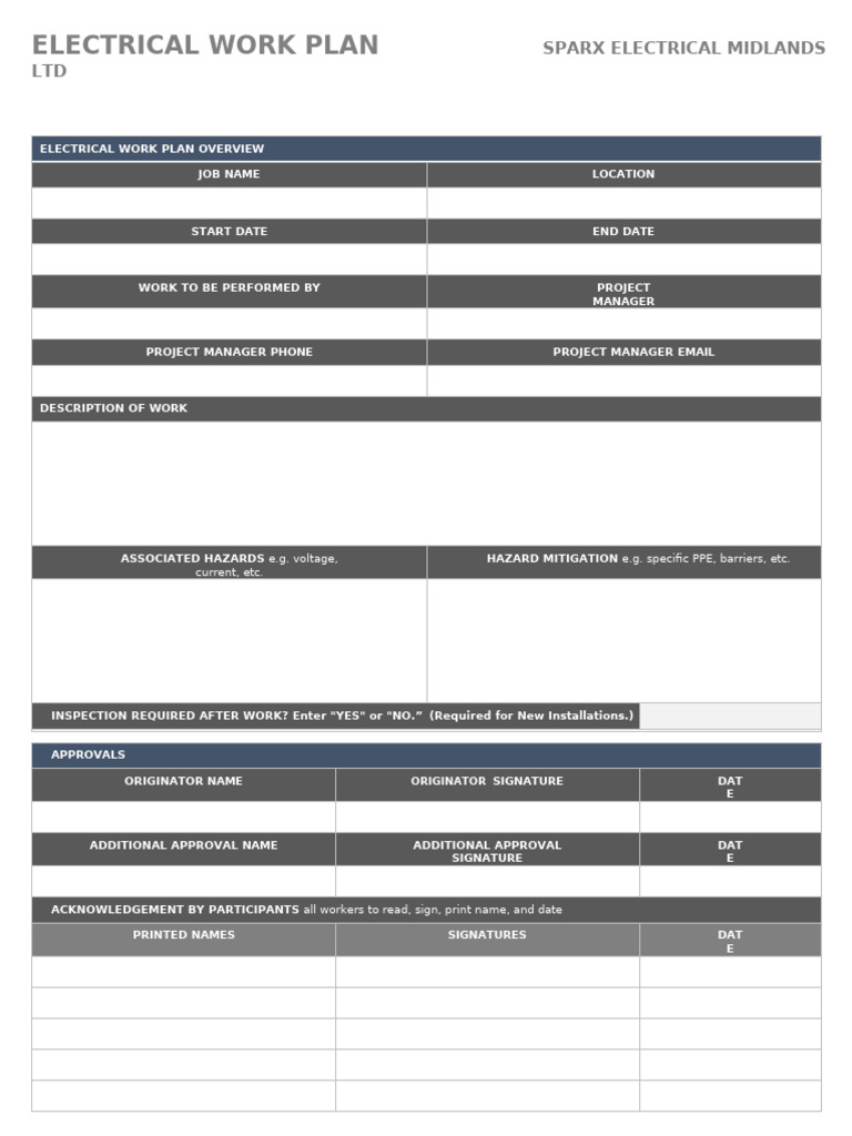 Electrical Work Plan | PDF