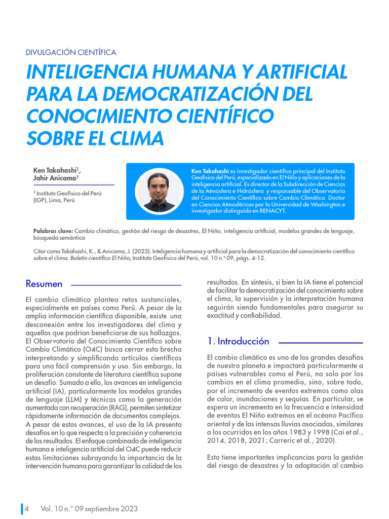 Takahashi Et Al 2023 Boletin Cientifico El Niño Vol.10 No.09 | PDF