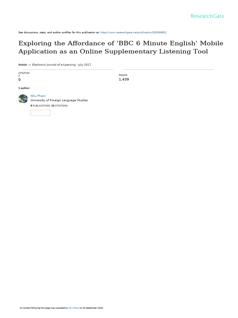 Exploring The Affordance of 'BBC 6 Minute English' Mobile Application ...