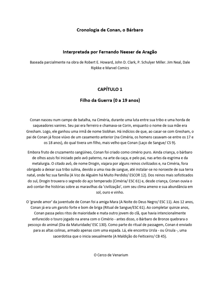 Cronologia de Conan o Bárbaro - Fernando N. de Aragão - Crónicas Da ...