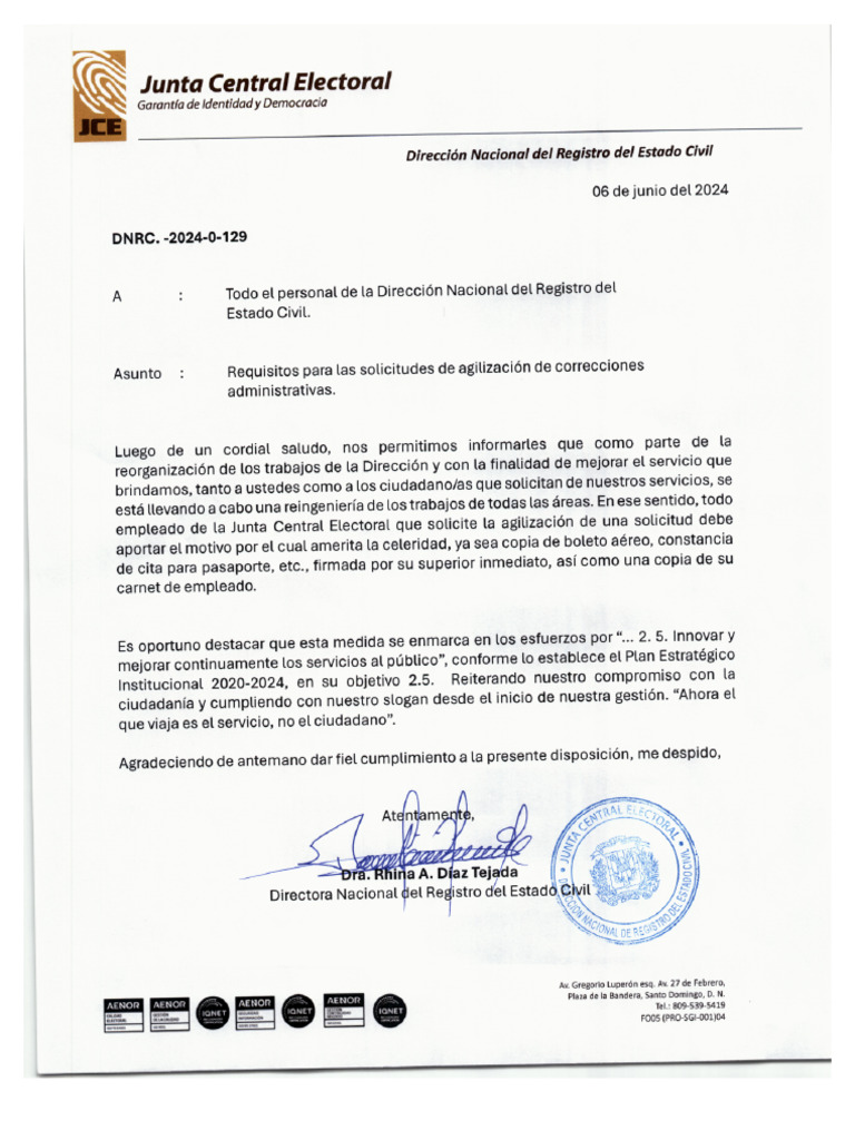 DNRC - 2014-019-Solicitud Agilización Corrección de Datos | PDF