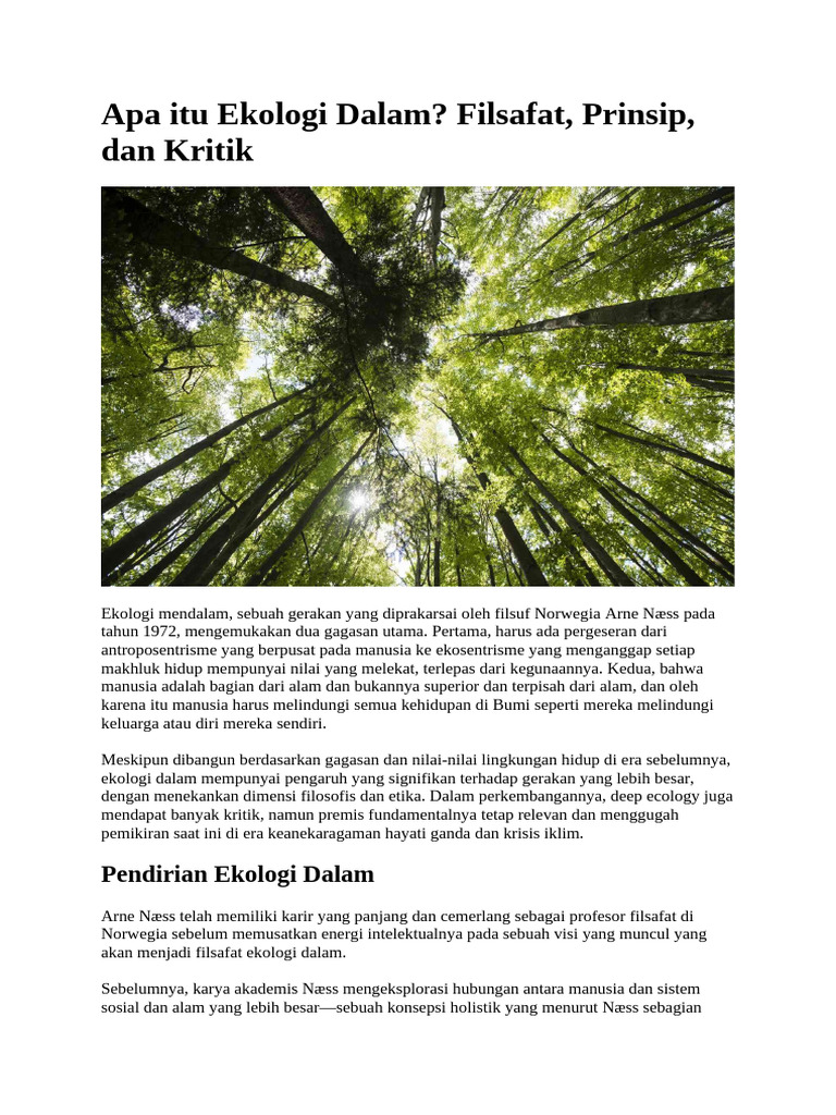 Apa itu Ekologi Dalam | PDF