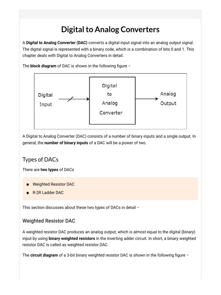 Digital To Analog Converters | PDF