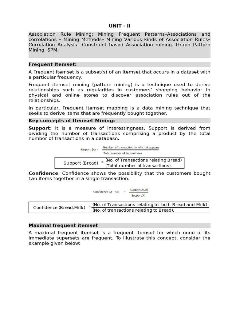 DATA MINING - B.Tech. Unit II | PDF