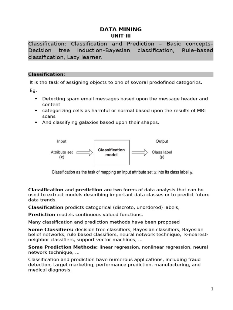 DATA MINING B.Tech UNIT III NOTES | PDF DATA MINING B.Tech UNIT III NOTES | PDF
