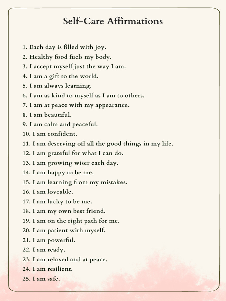 Self Care Affirmations | PDF