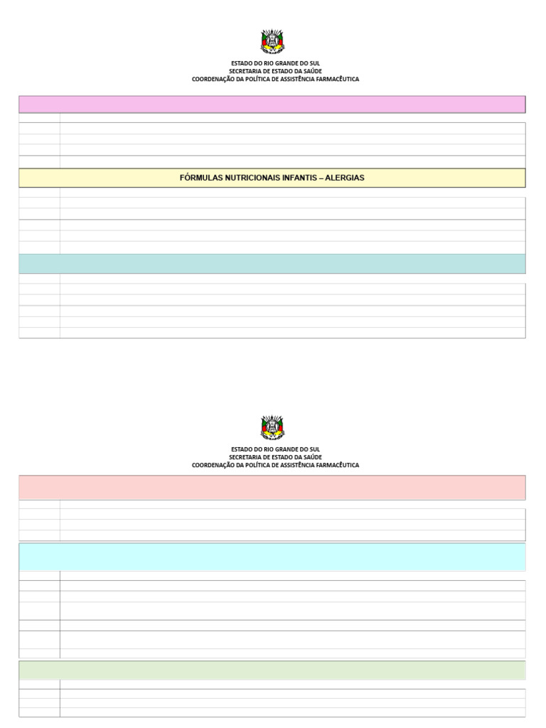 Lista de Dietas Enterais Formulas Infantis e Suplementos Nutricionais | PDF