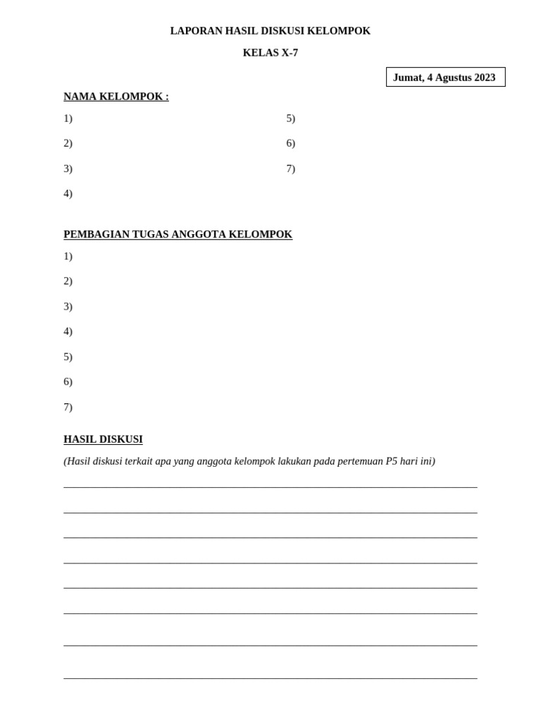 Laporan Hasil Diskusi Kelompok | PDF