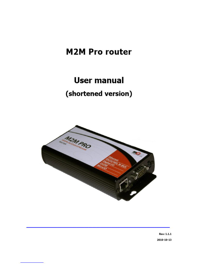 M2M Pro Router User Manual: (Shortened Version) | PDF