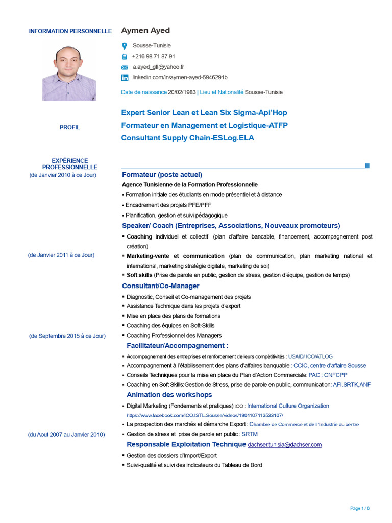 CV Aymen Ayed Lean | PDF