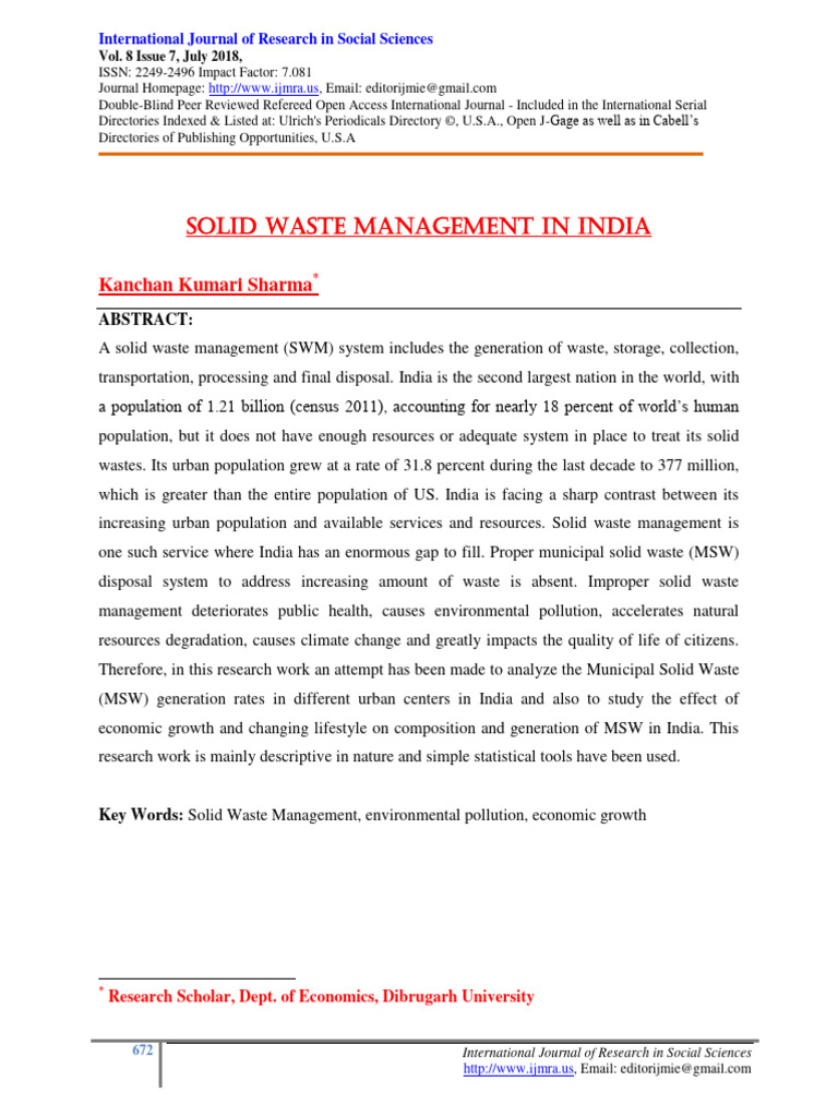Solid Waste Management in India | PDF