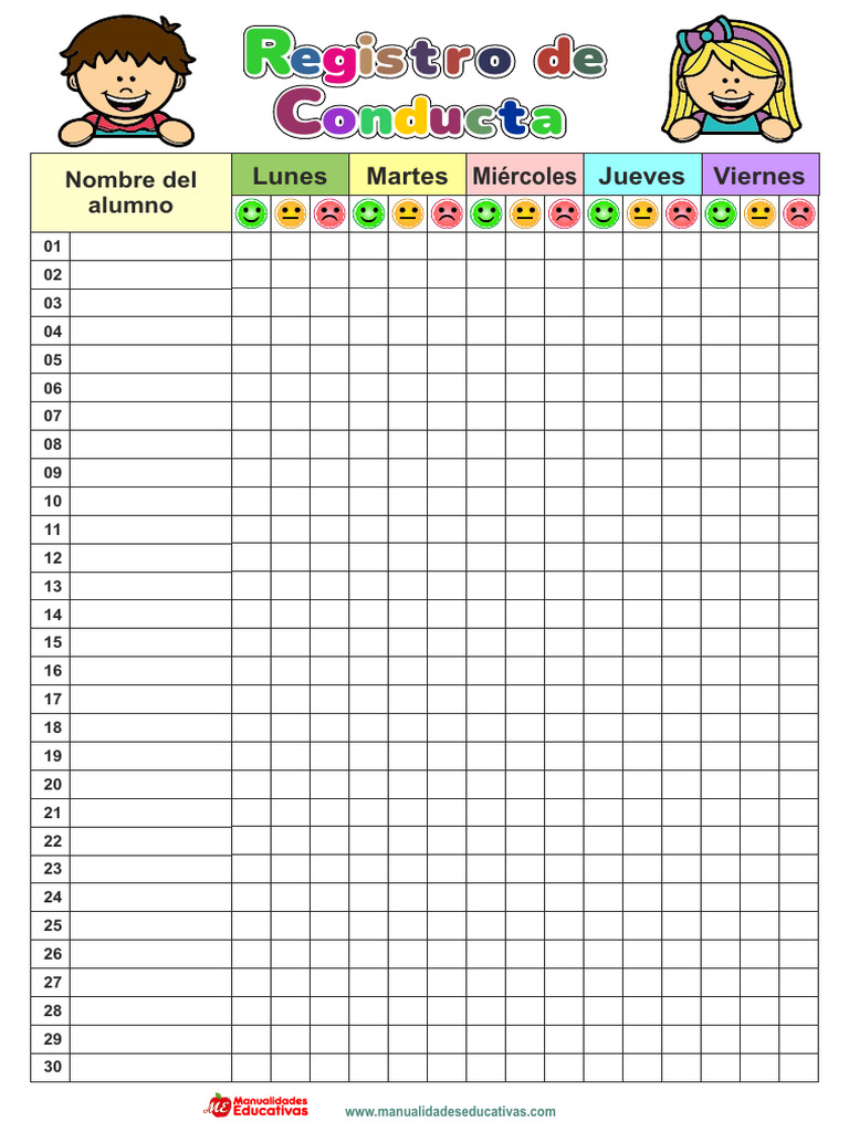 02 REGISTRO DE CONDUCTA TAMAÑO A3 | PDF