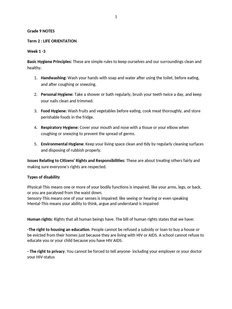 Grade 9 NOTES Term 2 | PDF