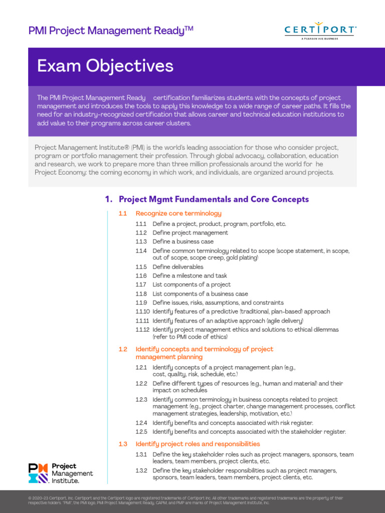PMI - Objective Domains 0523 | PDF