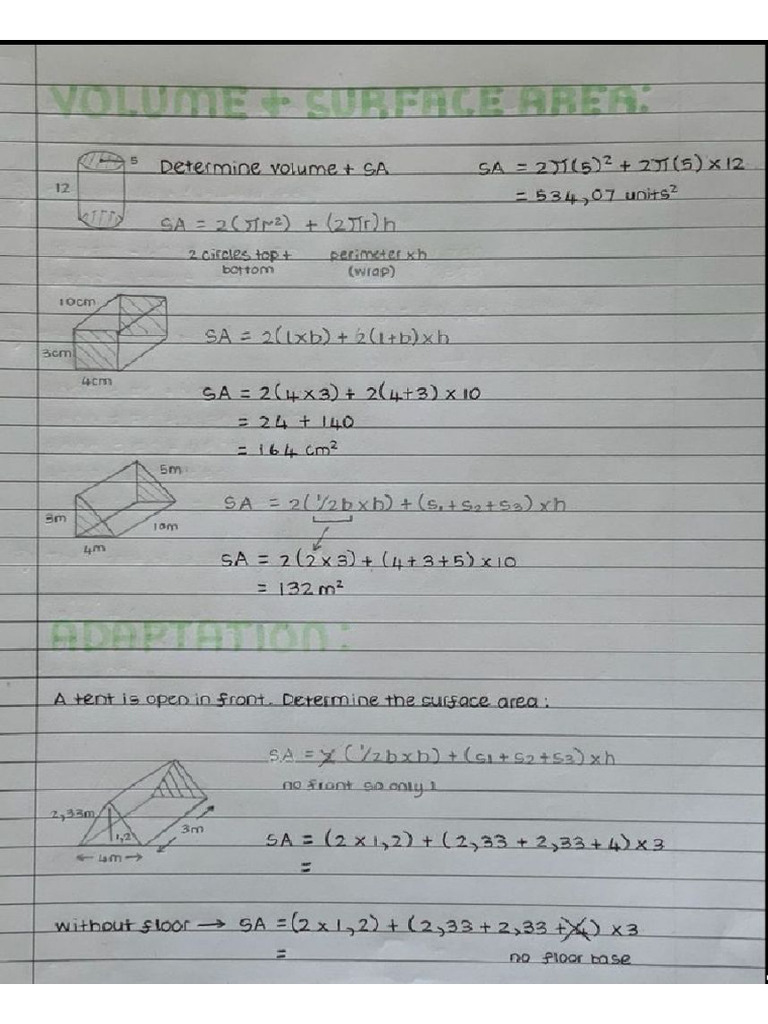 Volume + Surface Area | PDF
