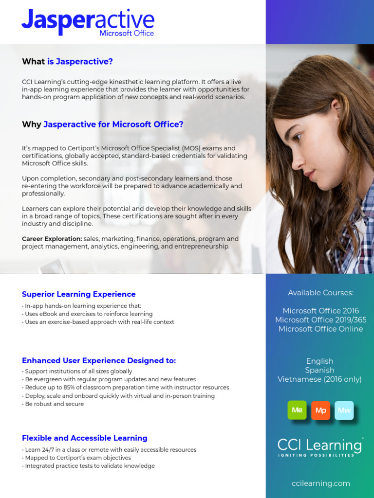 Jasperactive Microsoft Office Datasheet Certiport 10 22 | PDF