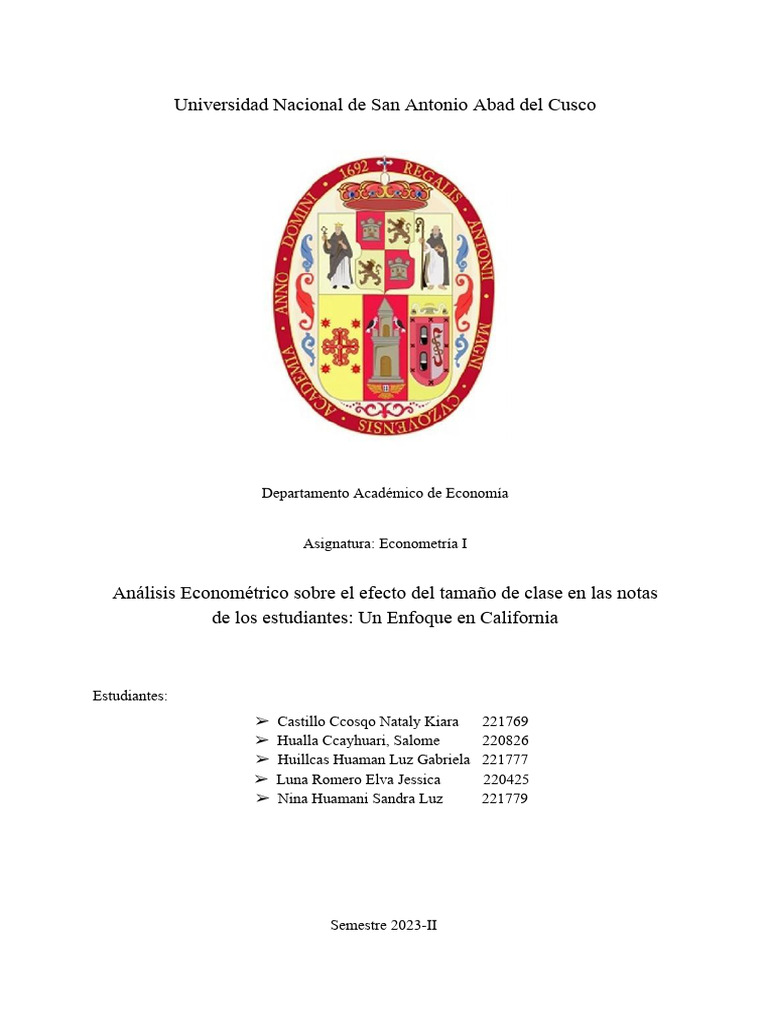 Trabajo Final de Econometria I | PDF