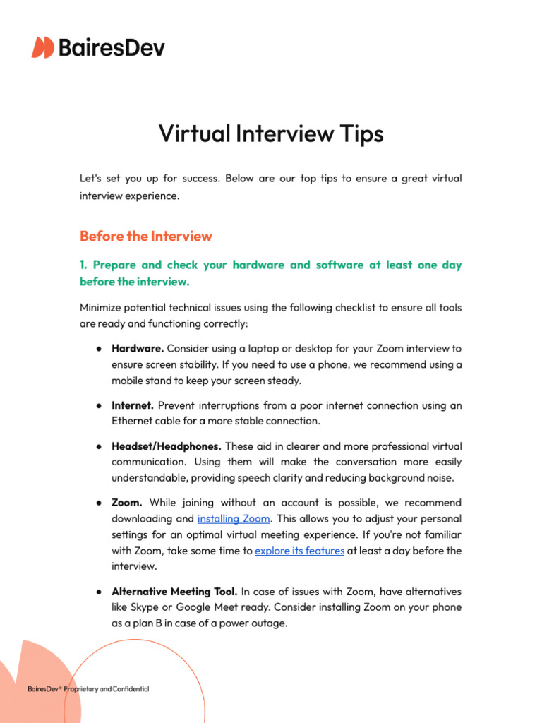 Virtual Interview Tips | PDF