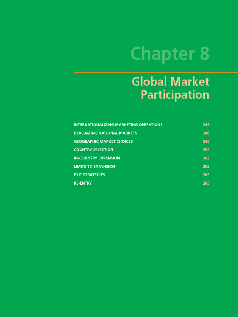 Global Marketing - (Part 3 Developing Global Participation Strategies ...