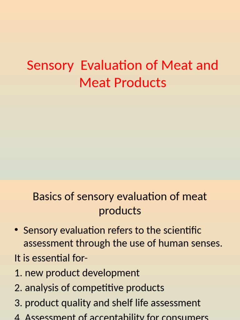 Sensory Evaluation of Meat Products | PDF