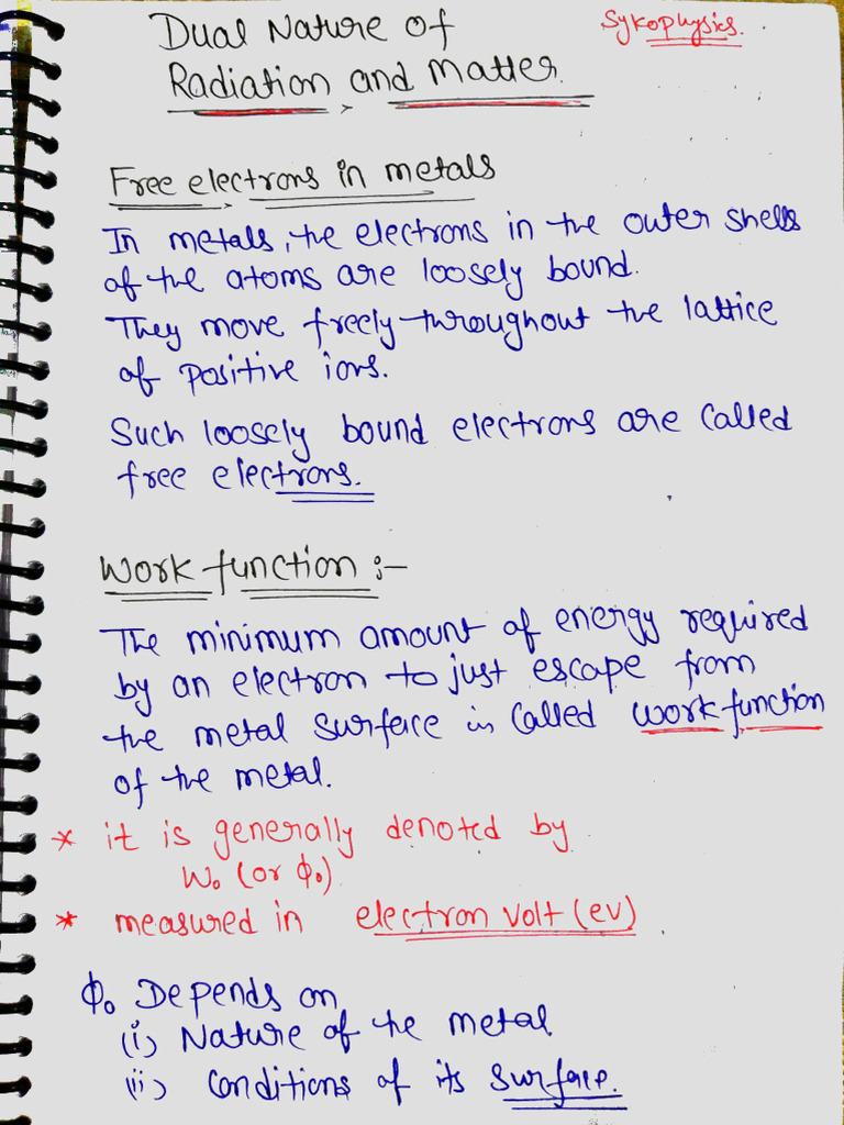 Dual Nature of Radiation and Matter Notes | PDF