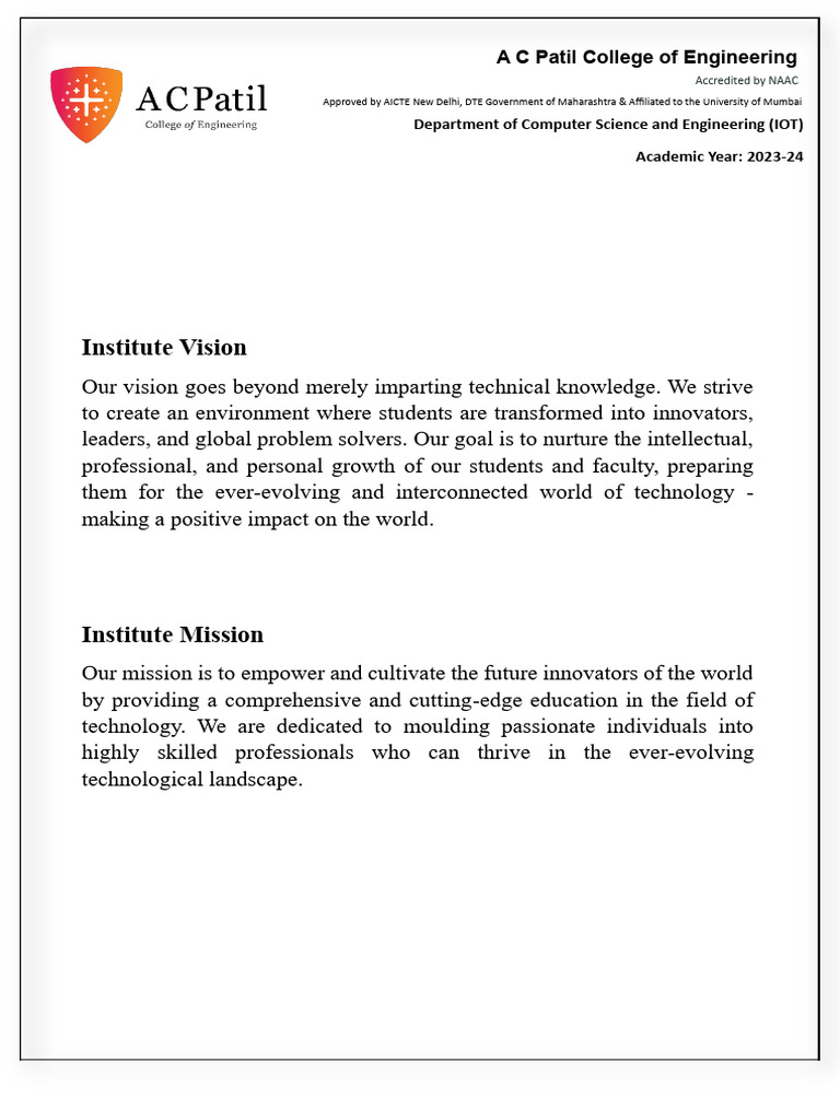 Institute Vision &mission 2 | PDF