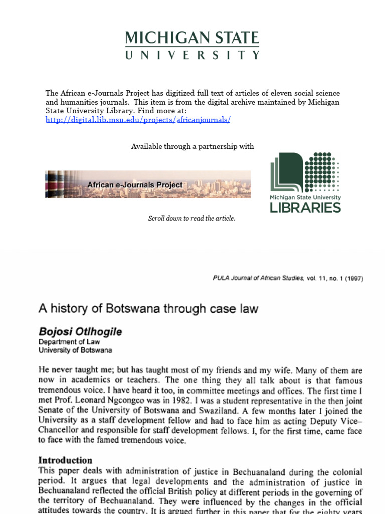 A History of Botswana Through Case Law | PDF