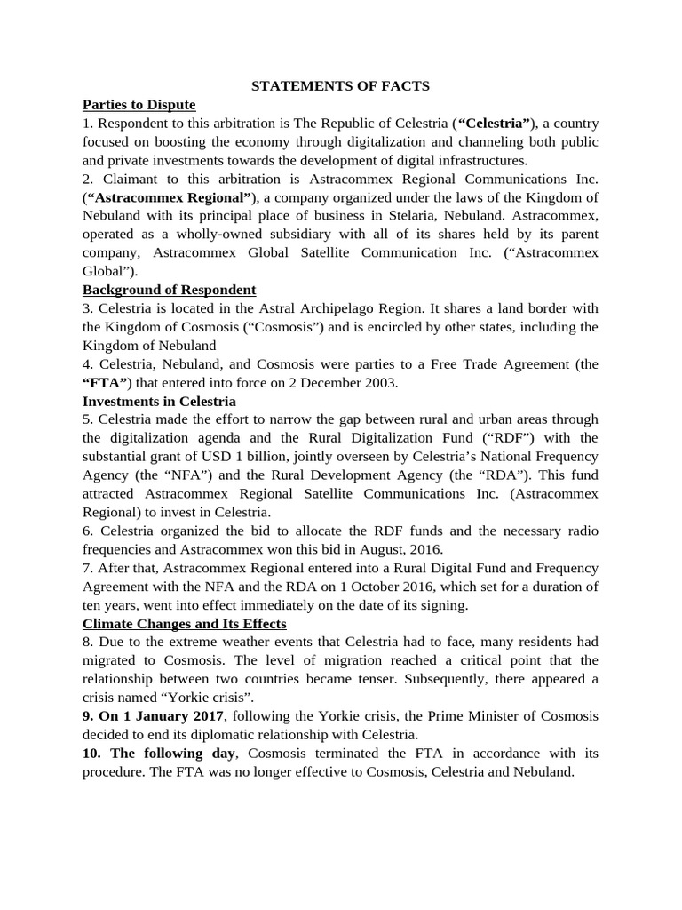 FDI MOOT Respondent Summary | PDF