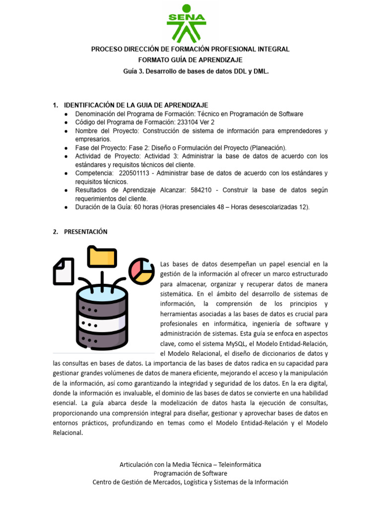 Guia 3 - Desarrollo de Bases de Datos DDL y DML | PDF