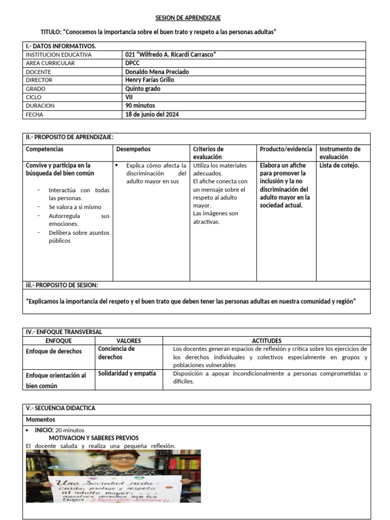 Sesion de Aprendizaje de DPCC 5T0 | PDF