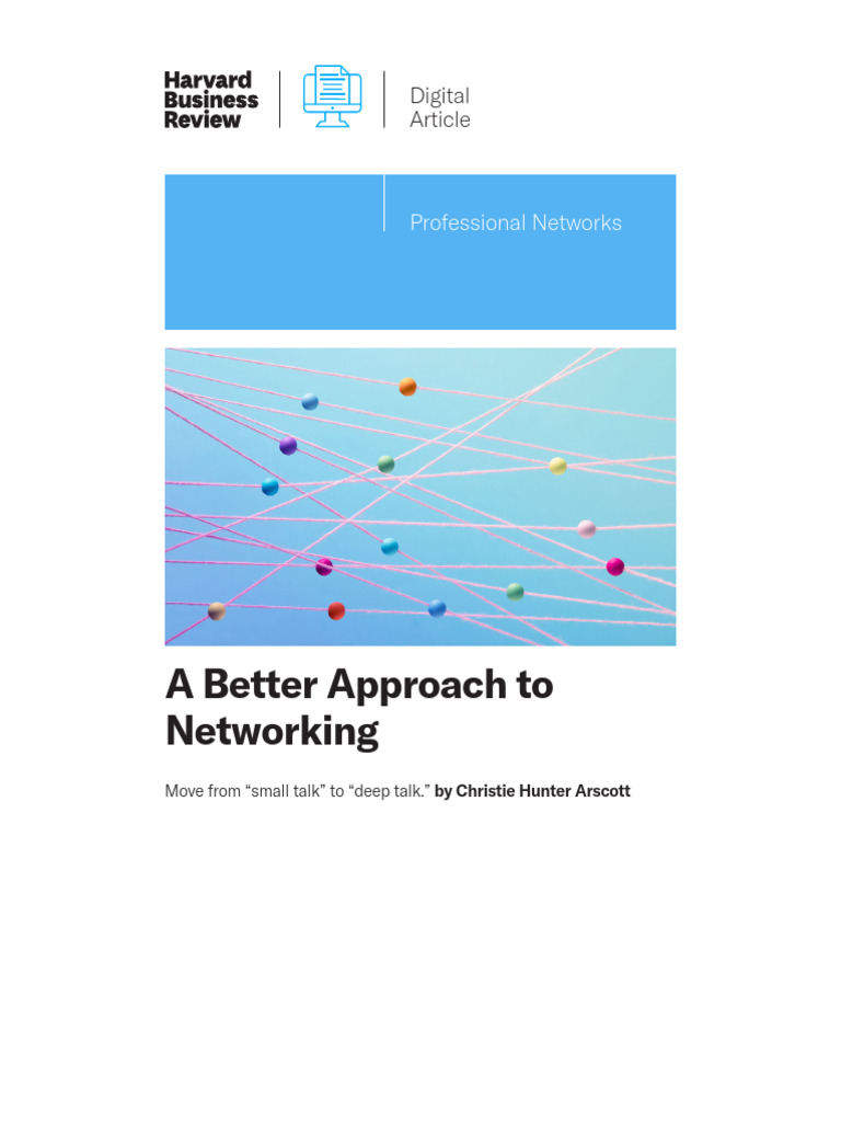 Deep Networking: From Small Talk to Connection | PDF | Psychology ...