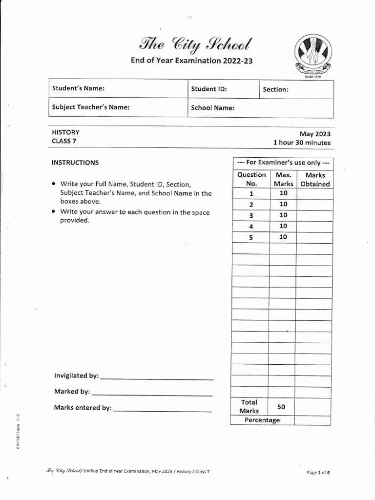 Class 7 History EOY 2022-23 - 20240422 - 0001 | PDF