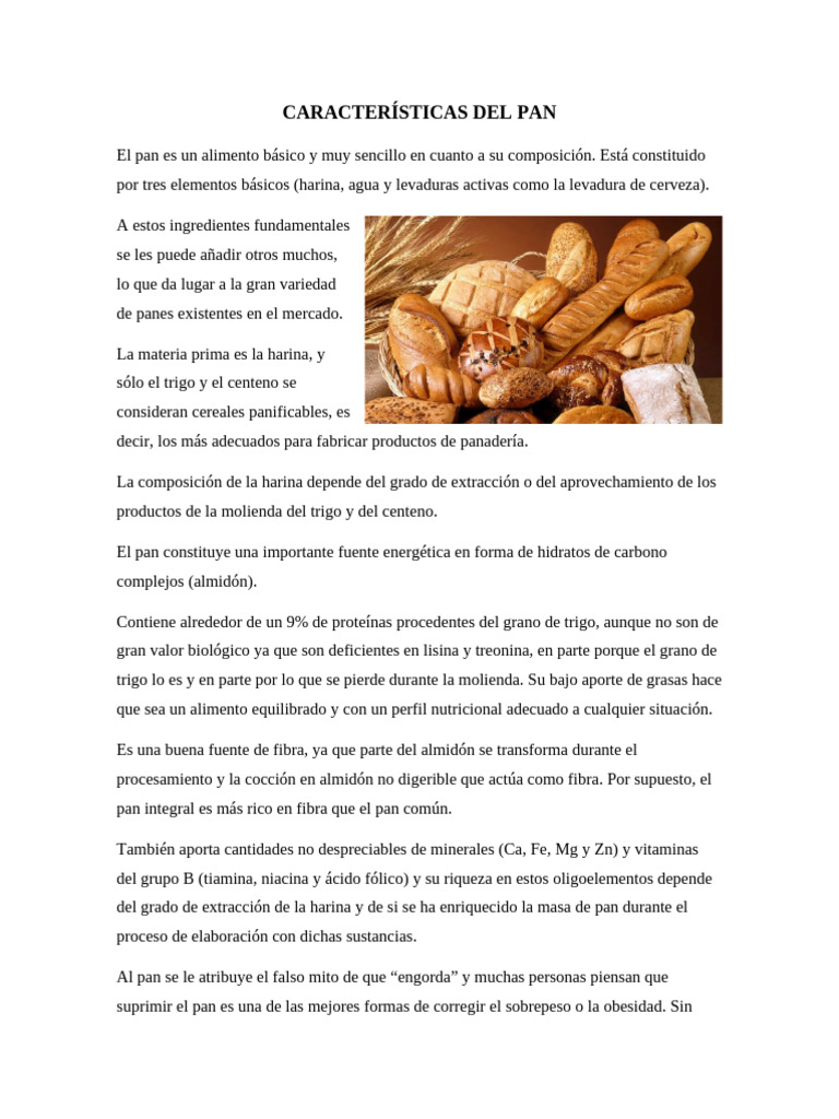 Características Del Pan | PDF