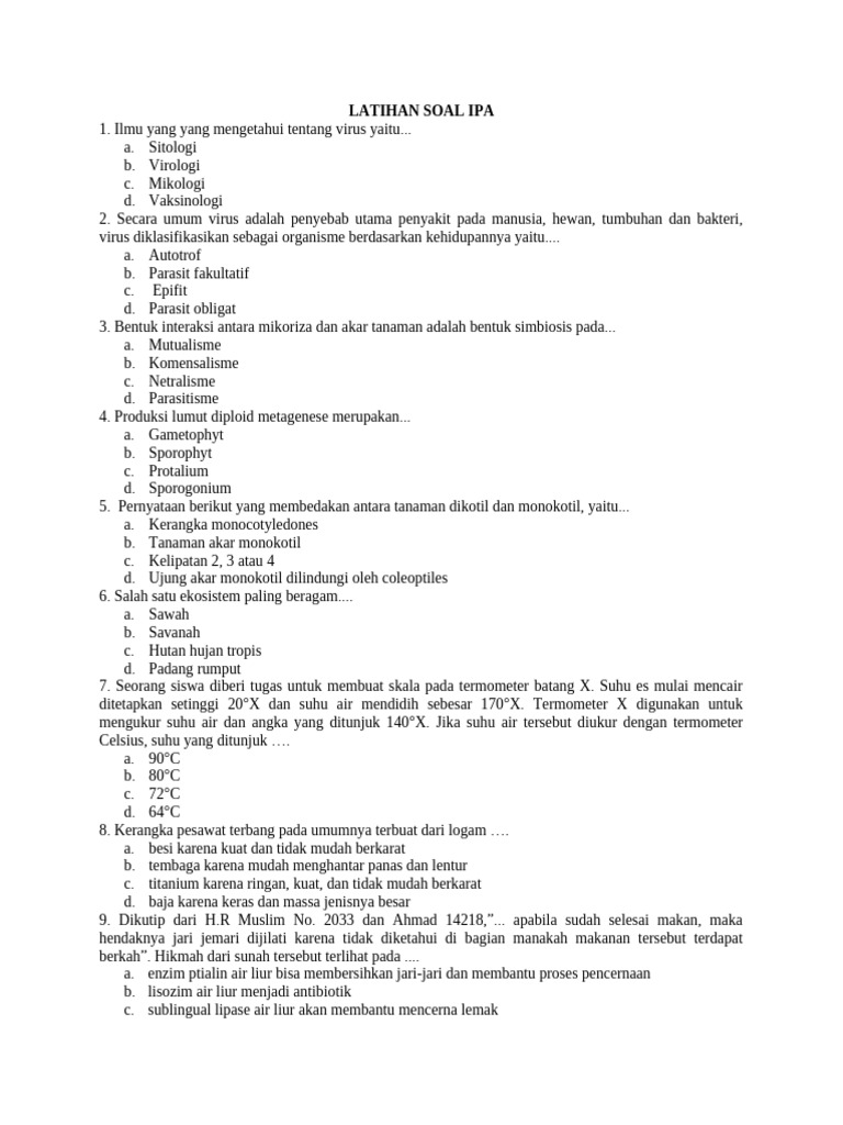 Latihan Soal Olim Ipa | PDF