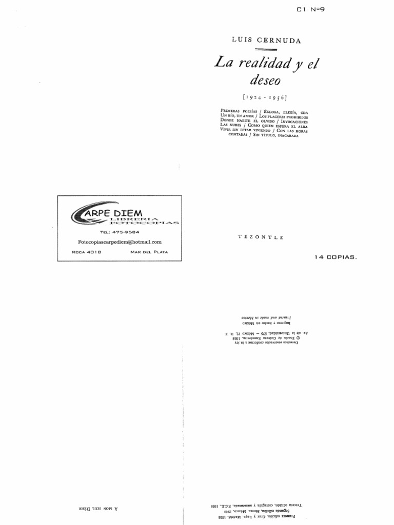 VANGUARDIA LUIS CERNUDA Los Placeres | PDF