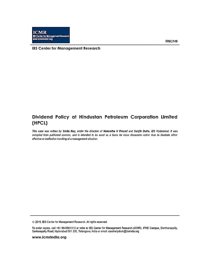 DIVIDEND Policy - Case Study | PDF