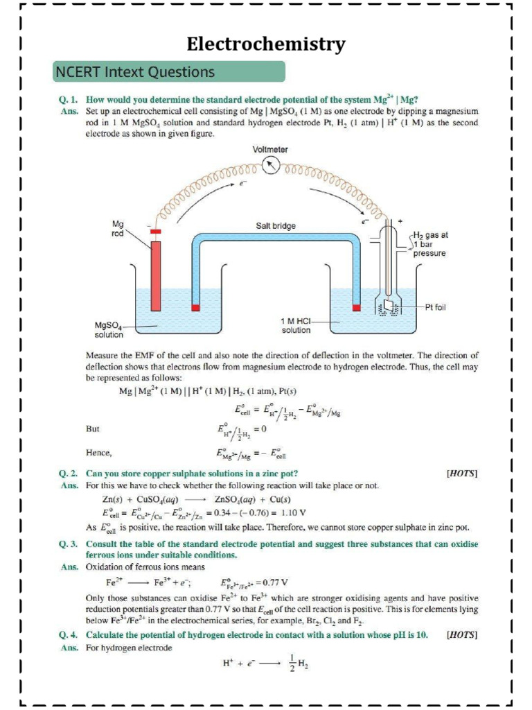 Electrochemistry Question Bank | PDF