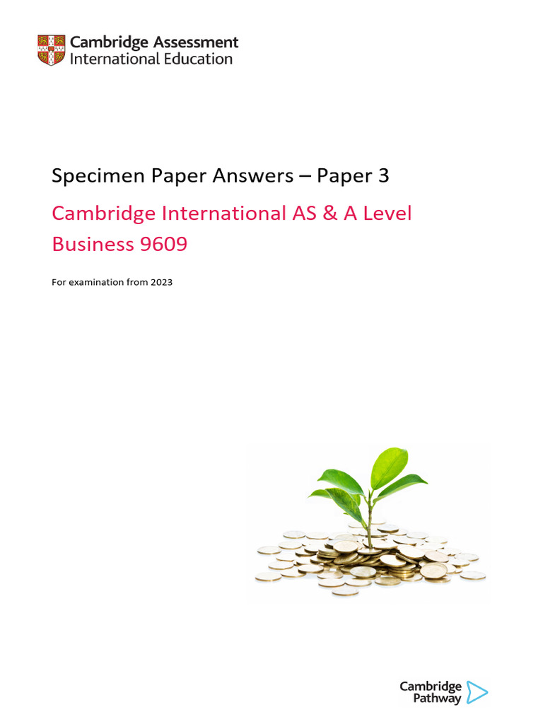 9609 Specimen Paper Answers Paper 3 (For Examination From 2023) | PDF