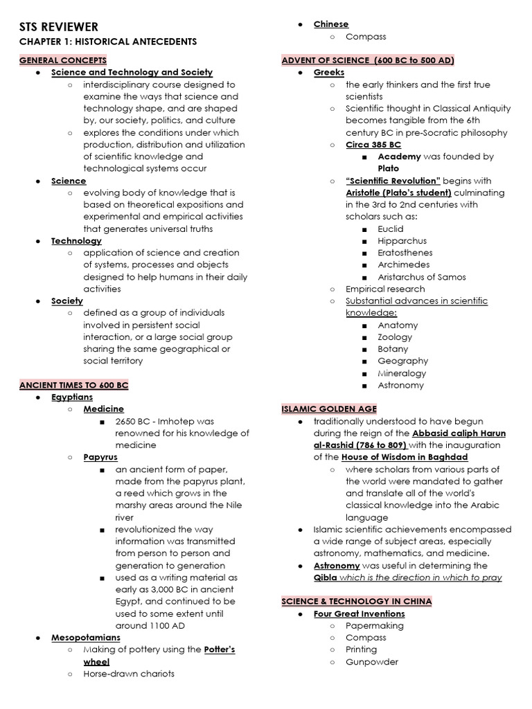 Sts Reviewer Chapter 1 3 | PDF
