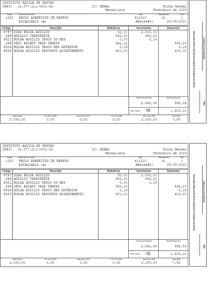 Holerite Aquila Fev.2023 | PDF