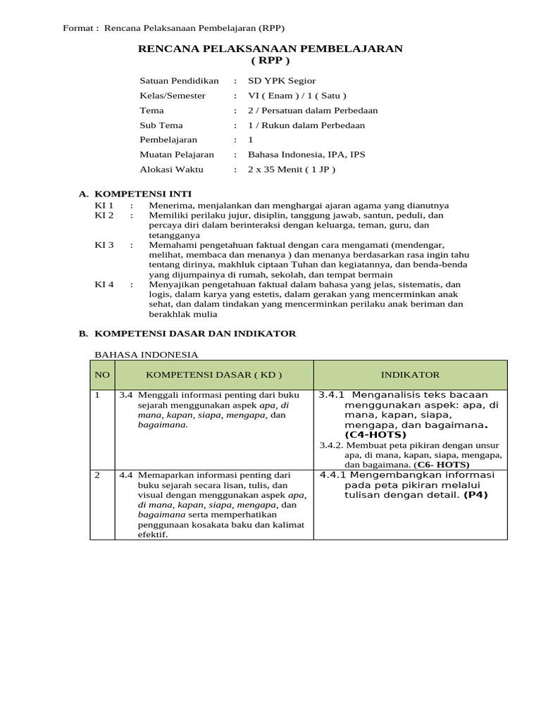 Format RPP CGP | PDF