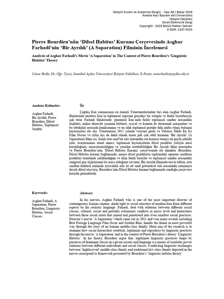 Bourdieu Dilsel Habitus | PDF