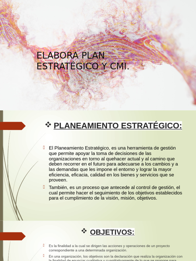 Elabora Plan Estratégico y CMI | PDF