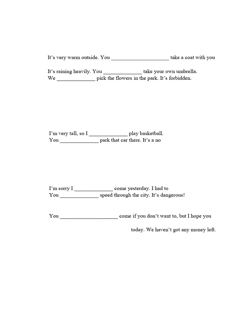 Modal Verbs Mixed Exercise | PDF