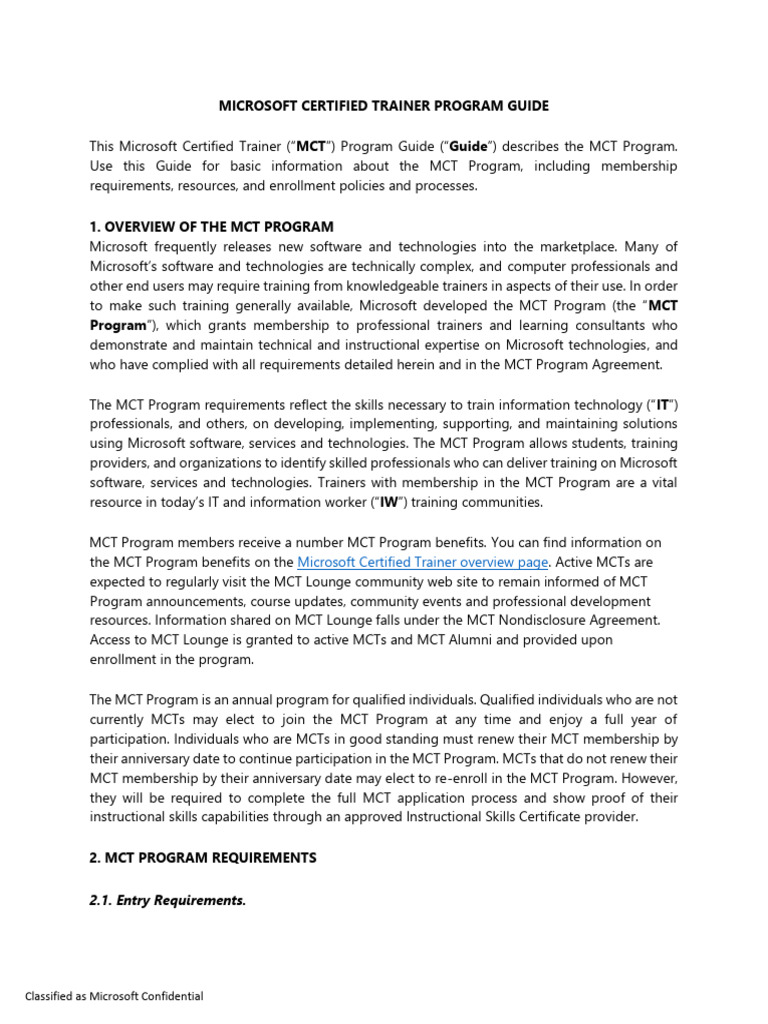 MCT Program Guide - Q1 FY24 | PDF