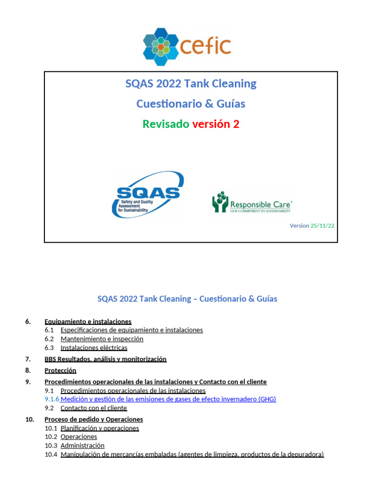 Sqas 2022 TC Questionnaire and Guidelines Rev 2 Spanish | PDF